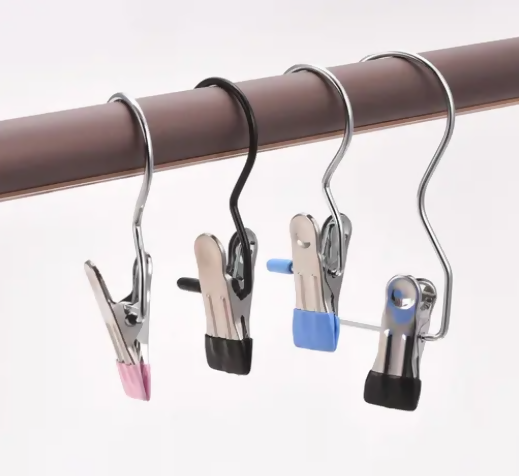Multicolors 2 in 1 Stainless Steel Clothes Clip with Hanging Hook (8 P ...