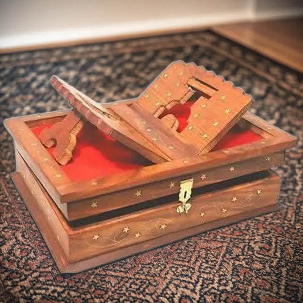 Santarms Wooden Holy Quran Book Stand & Box with Rehal – HalfPe