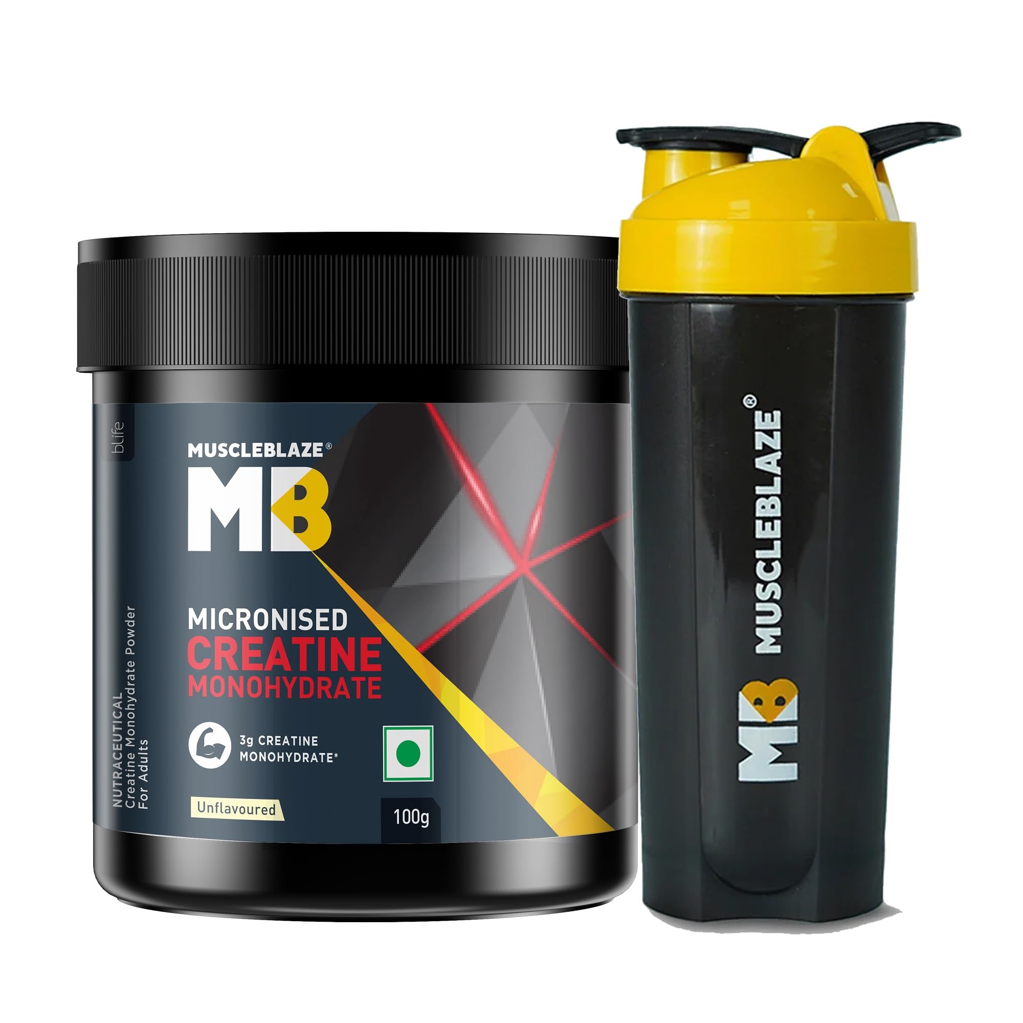 MuscleBlaze Micronized Creatine Monohydrate Powder, Unflavoured (33 Se ...