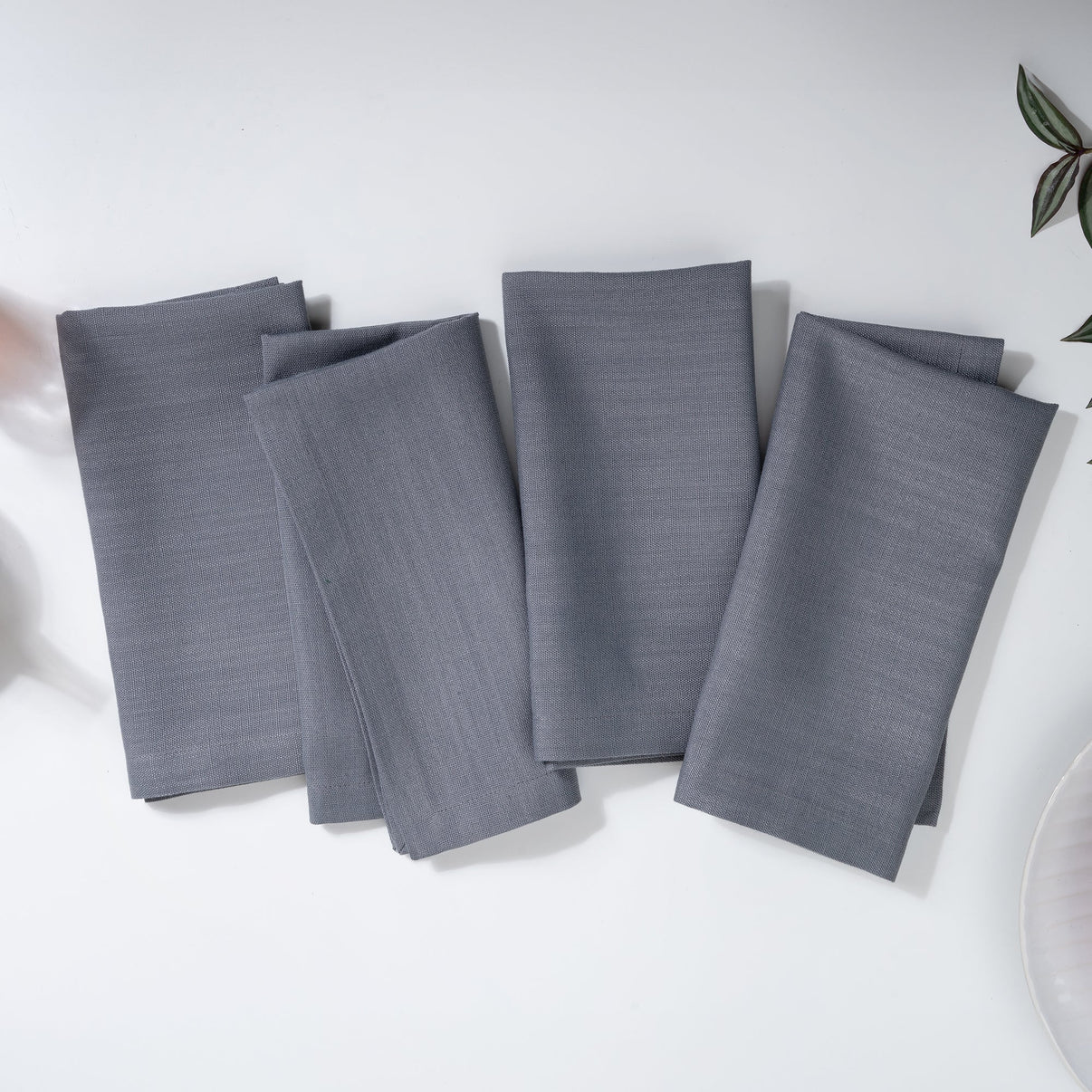Charcoal Grey Faux Linen Napkins, Mitered Corner, 20 x 20 inch, 4 pcs ...