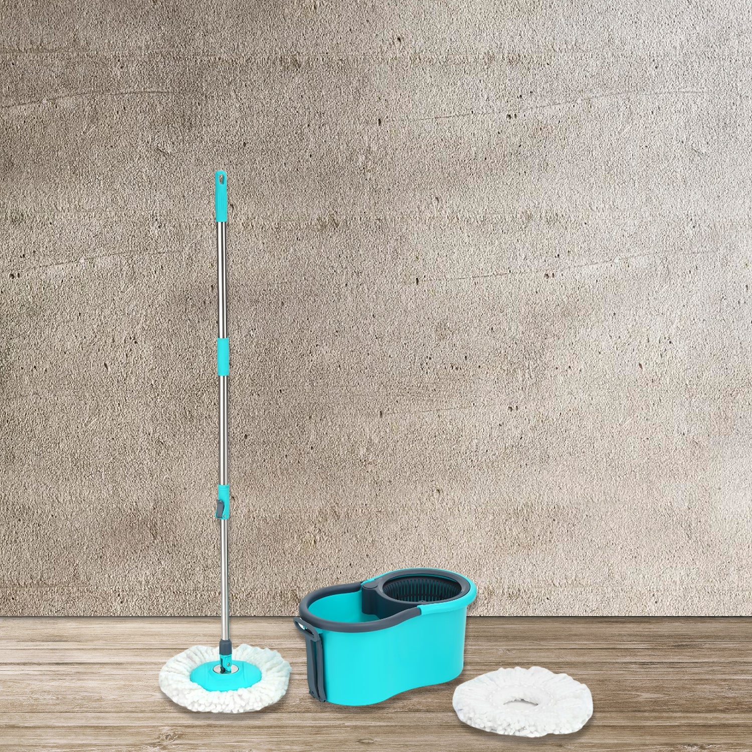 Quick Spin Mop Plastic Spin Bucket Floor Cleaning Easy Wheels Big Buck ...