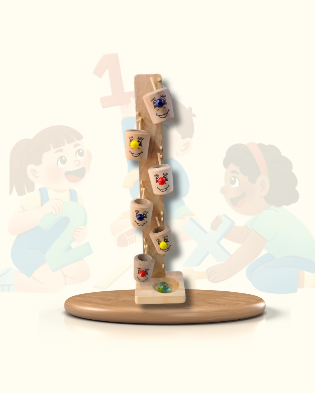 Wooden Marble Cascade Toy – Handcrafted Gravity Drop Game for Kids – HalfPe