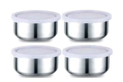 Set of 4 Stainless Steel Small Dabbas with Lids – Multipurpose Storage ...