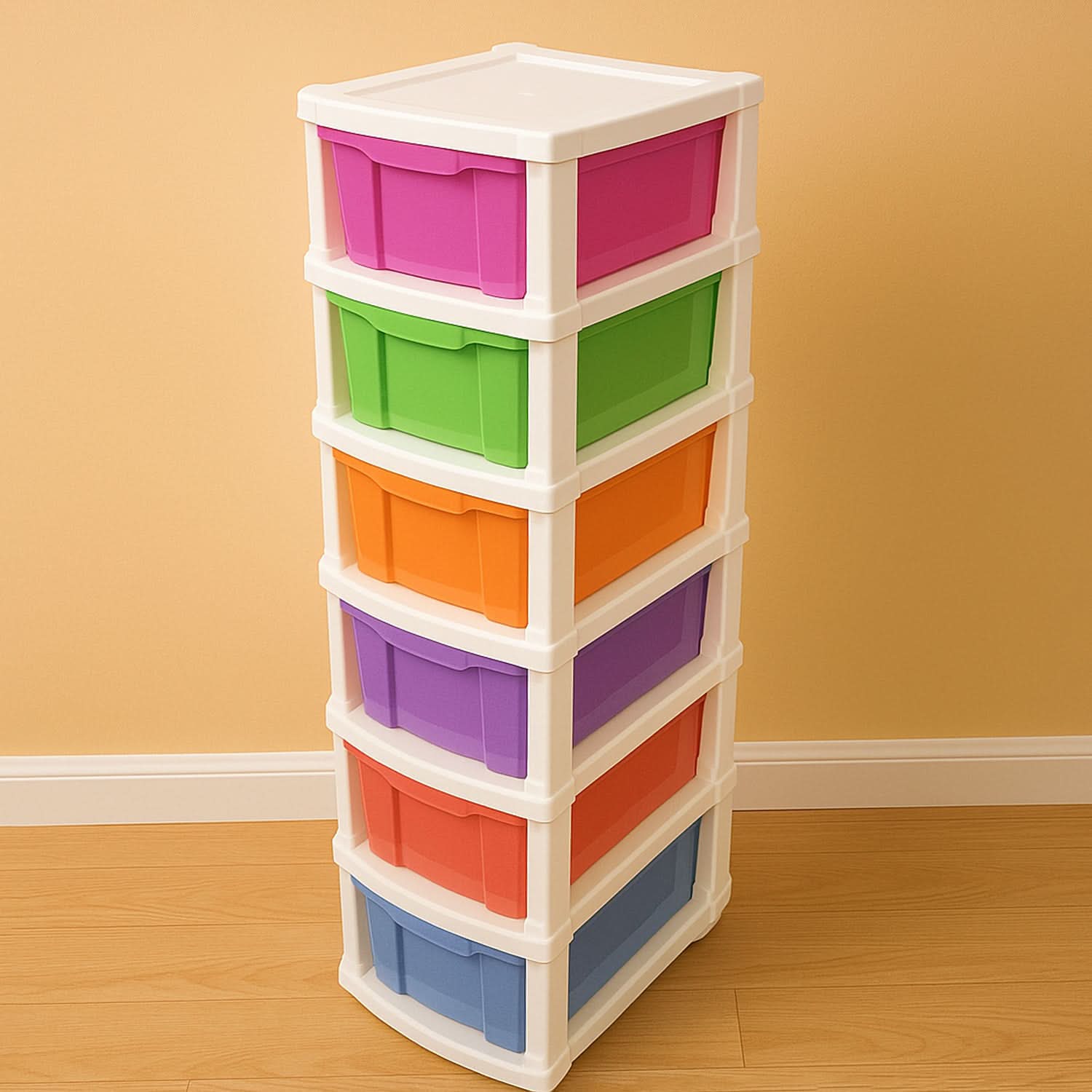 6-layer Multi-colored Plastic Storage Drawer Cabinet – HalfPe